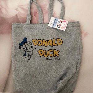 Bags | Donald Duck Bag Tote Mickey Mouse Gray Fabric Soft Shoulder Bag ...